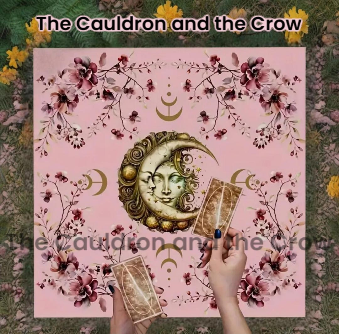 Ethereal Bliss Sun and Moon Pink Altar Cloth, Pentacle, Tarot ...