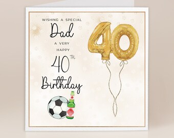 40th Birthday Card for Dad, FATHER BIRTHDAY Handmade Card, Personalised ...