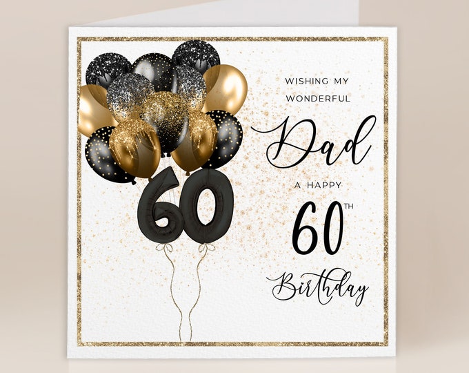 Male 60th Birthday Card | Birthday Card for Man | Card for Him | Gold ...