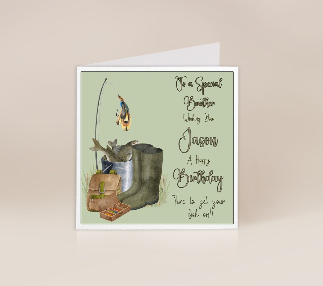 Brother Birthday Card | Fishing Theme Birthday Card | Birthday Card for ...