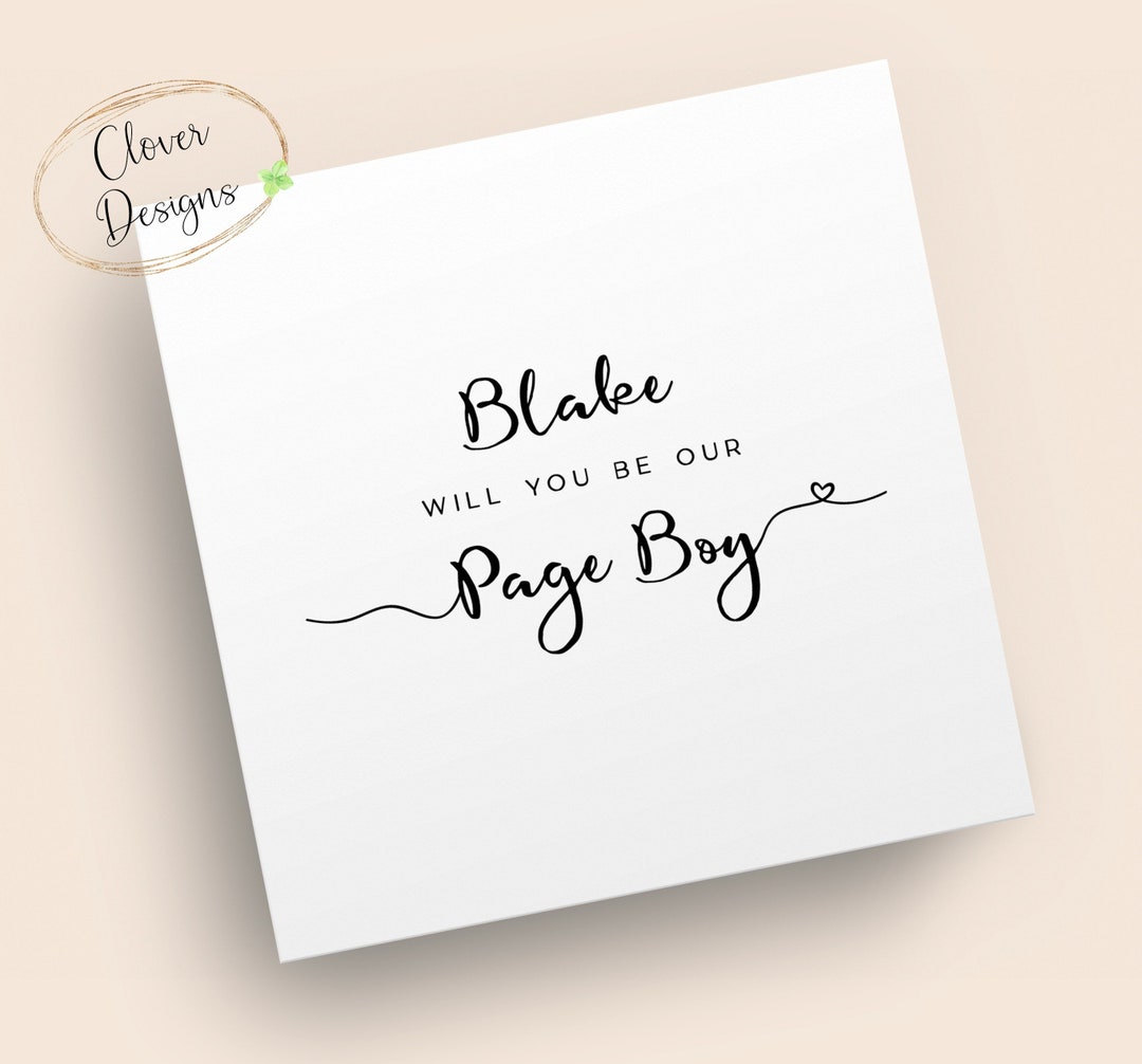 Will You Be My Page Boy Card Wedding Proposal Card Page Boy Card Page ...