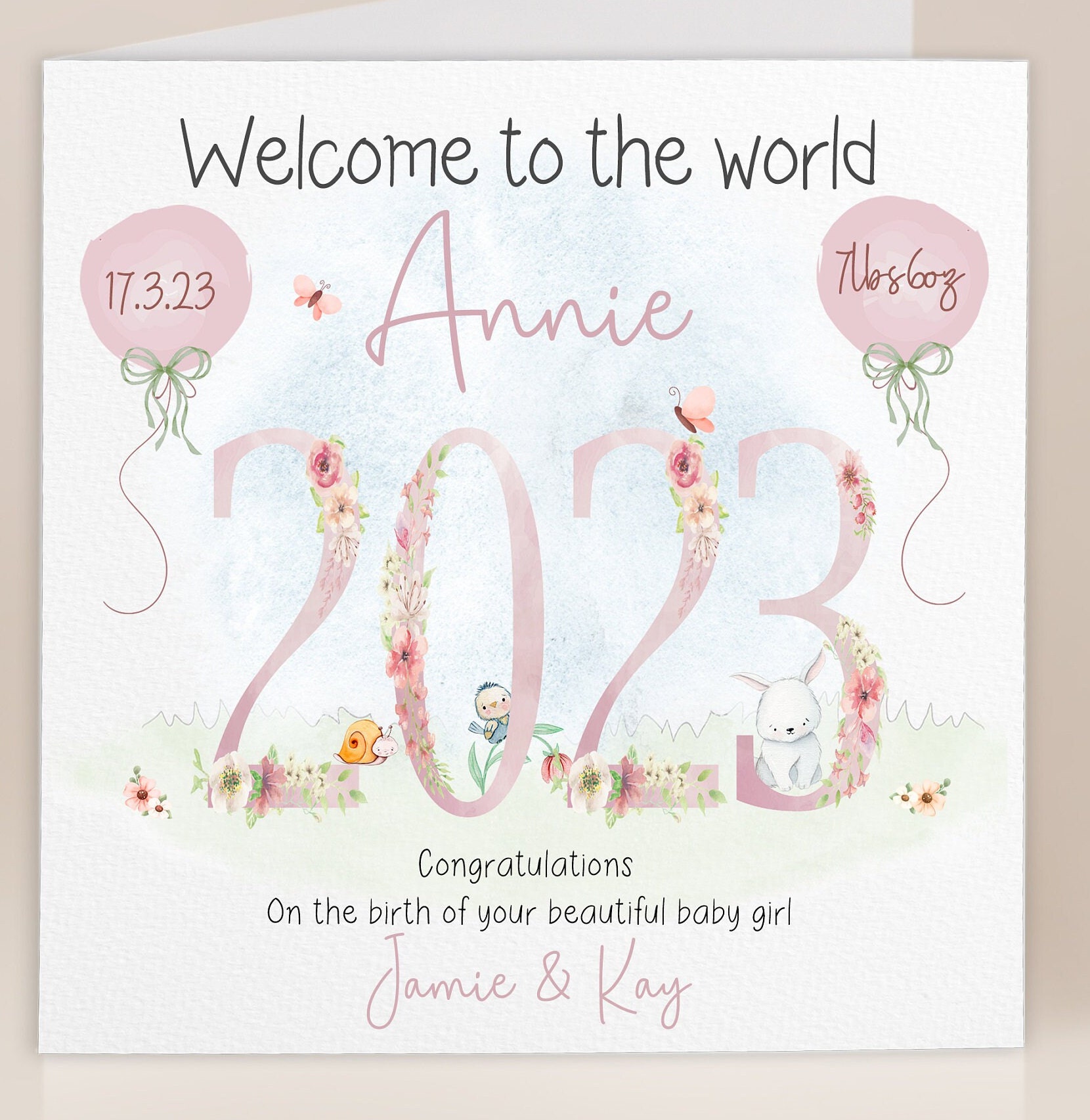 New Baby Girl 2023 Welcome to the World New Parents Card - Etsy UK