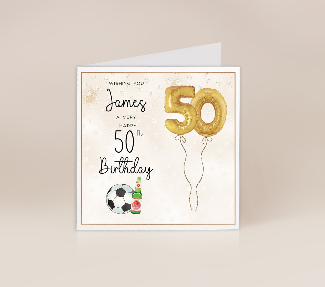 Male 50th Birthday Card | Birthday Card for Man | Card for Him | Gold ...