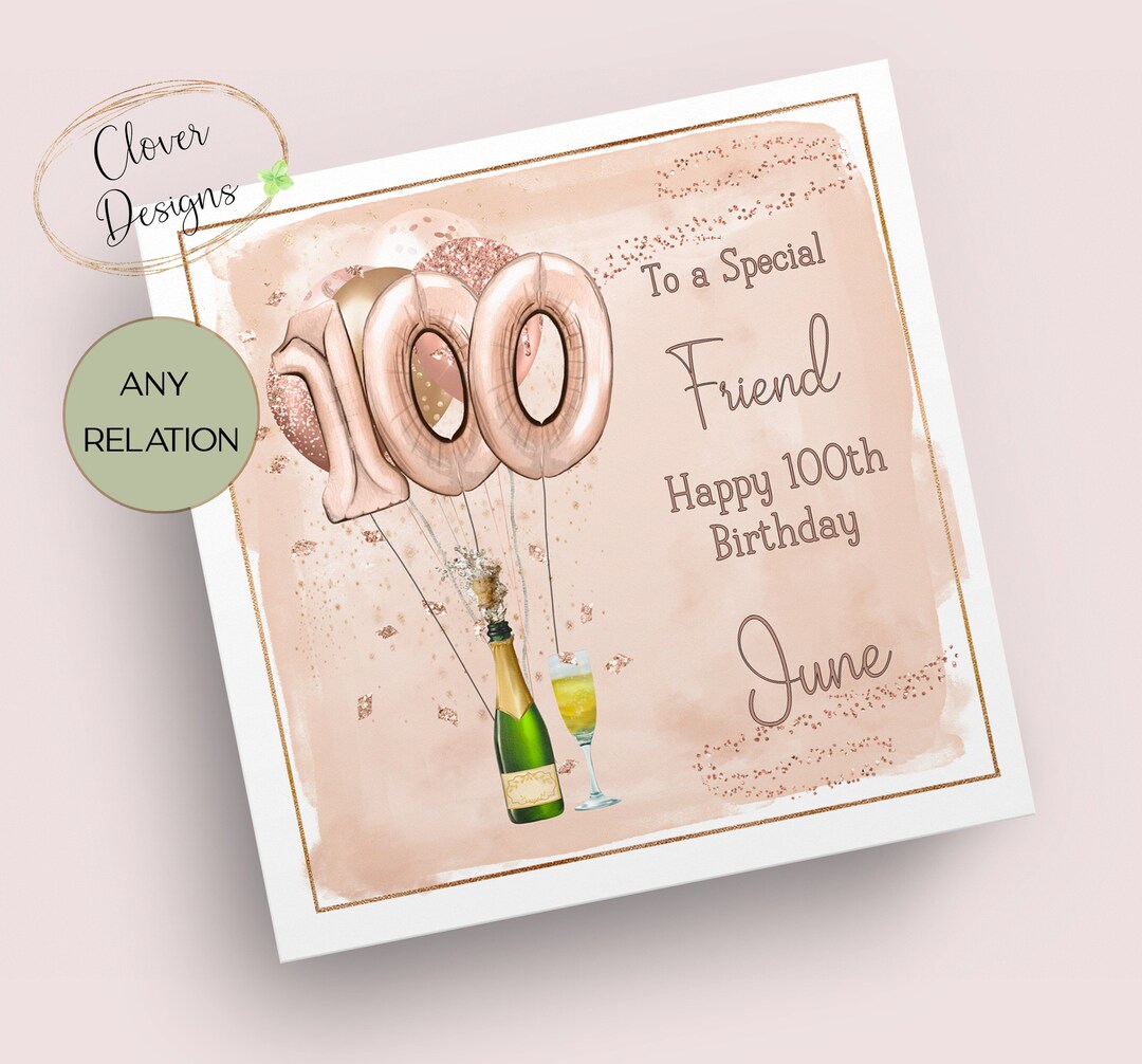 100th Birthday Card Birthday Card for Her Birthday Card for 100th 100th ...