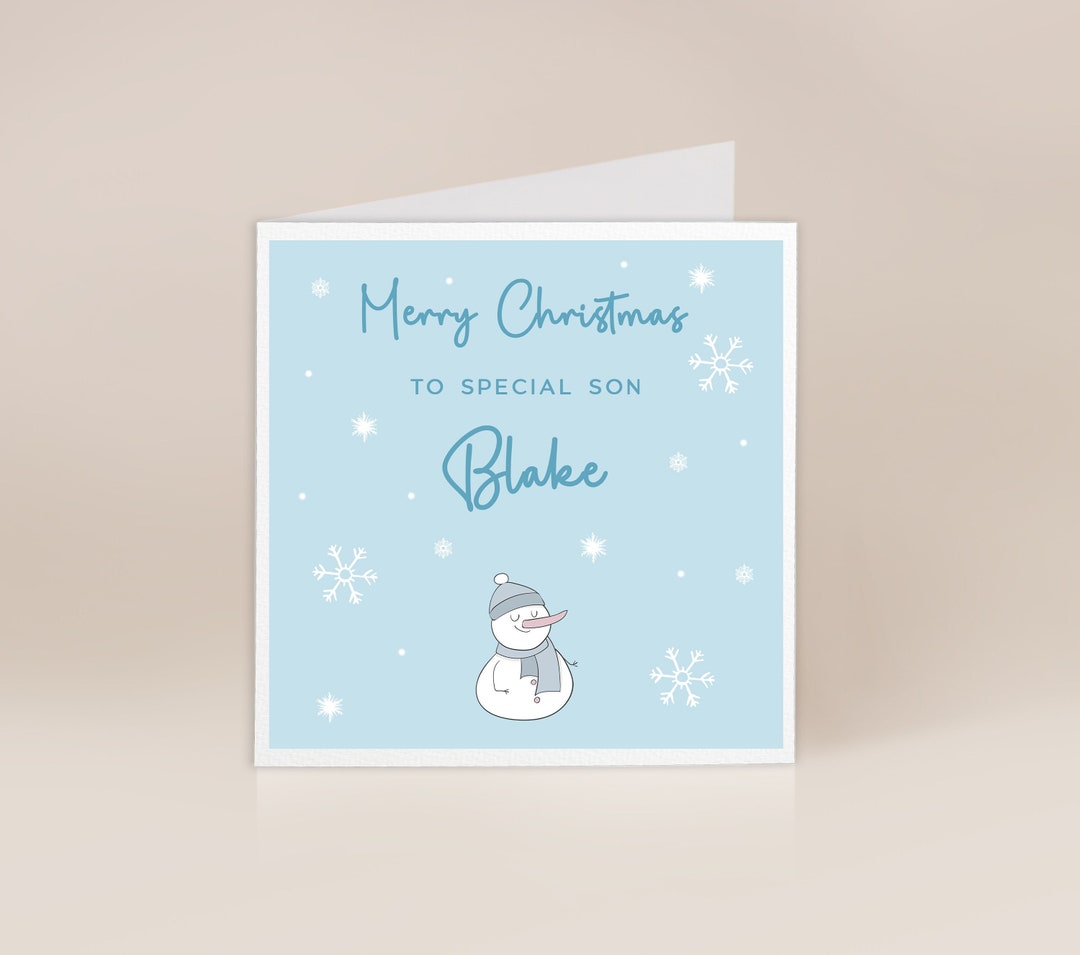 Son Christmas Card | Personalised Boys Male Christmas Card | Snowman ...