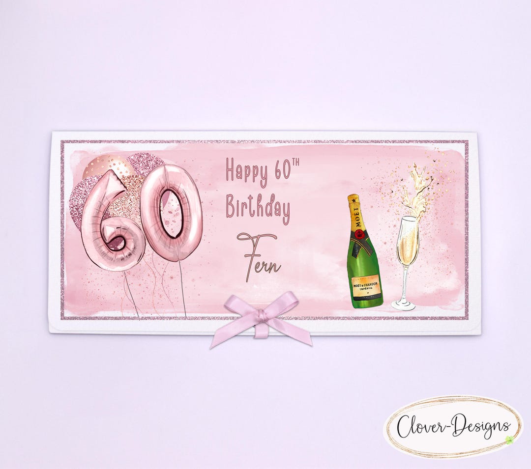 60th Birthday Money Wallet Money Gift Wallet Personalised Pink Money ...