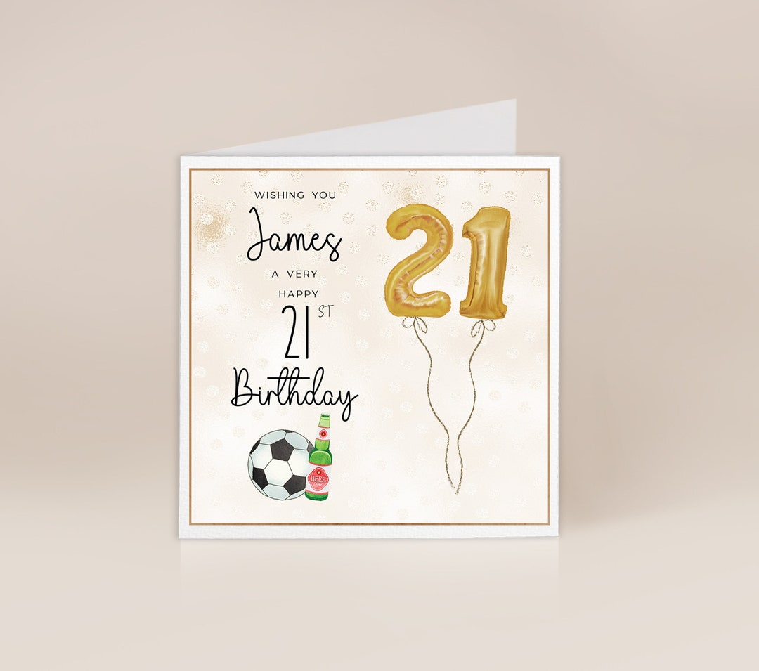 Male 21st Birthday Card | Birthday Card for Man | Card for Him | Gold ...
