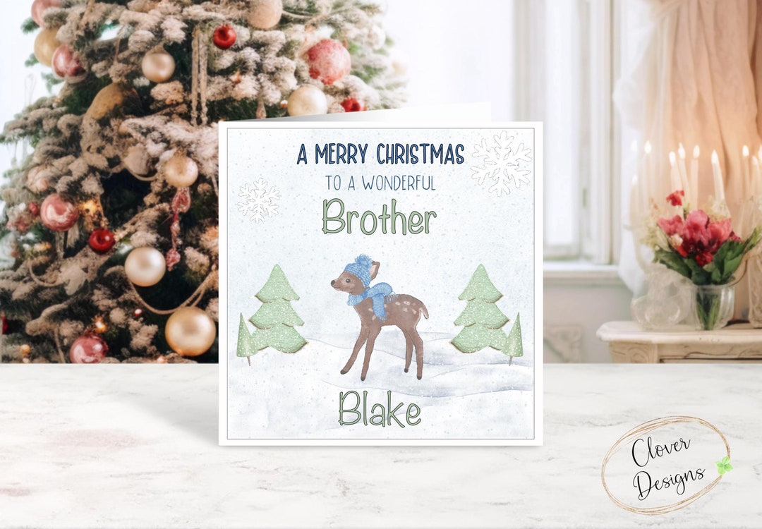 Brother Christmas Card Merry Christmas Brother Personalised Boys ...