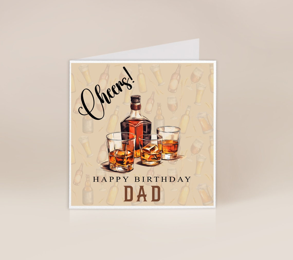 Tarjeta de cumpleaños para papá / Tema de whisky y cerveza / Regalo de ...