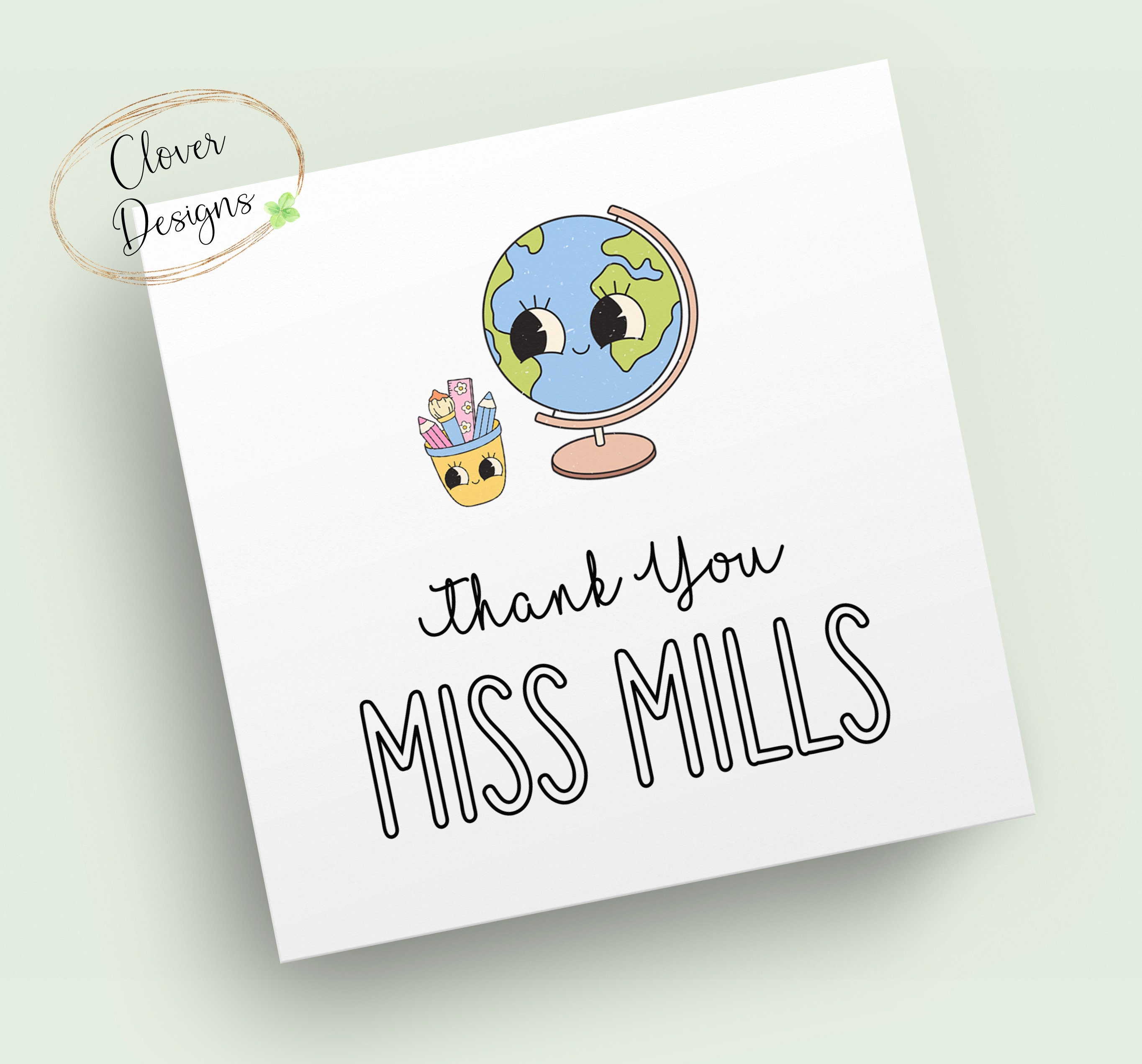 Personalised Thank You Teacher Card Teacher Card Thank You Card End of ...