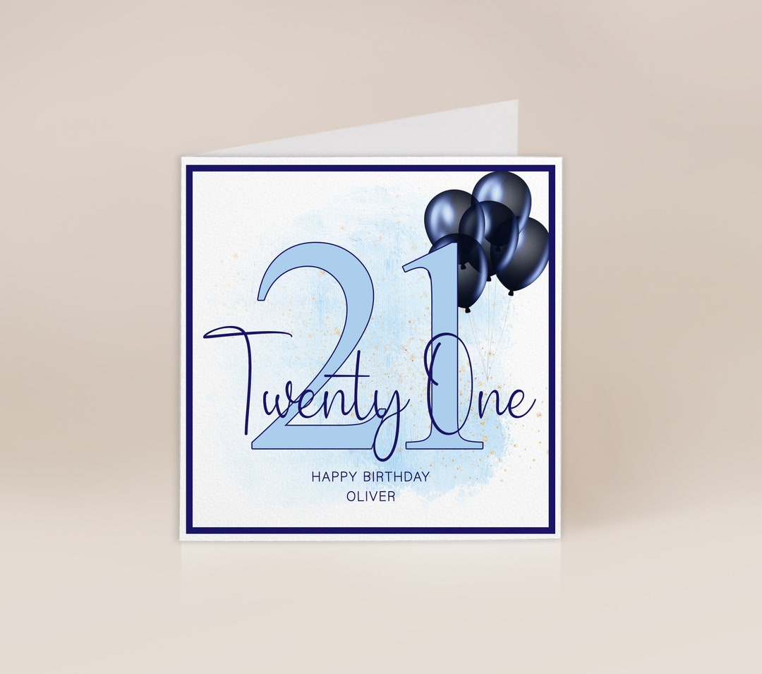 Male 21st Birthday Card | Twenty One Theme | Birthday Card for Man ...