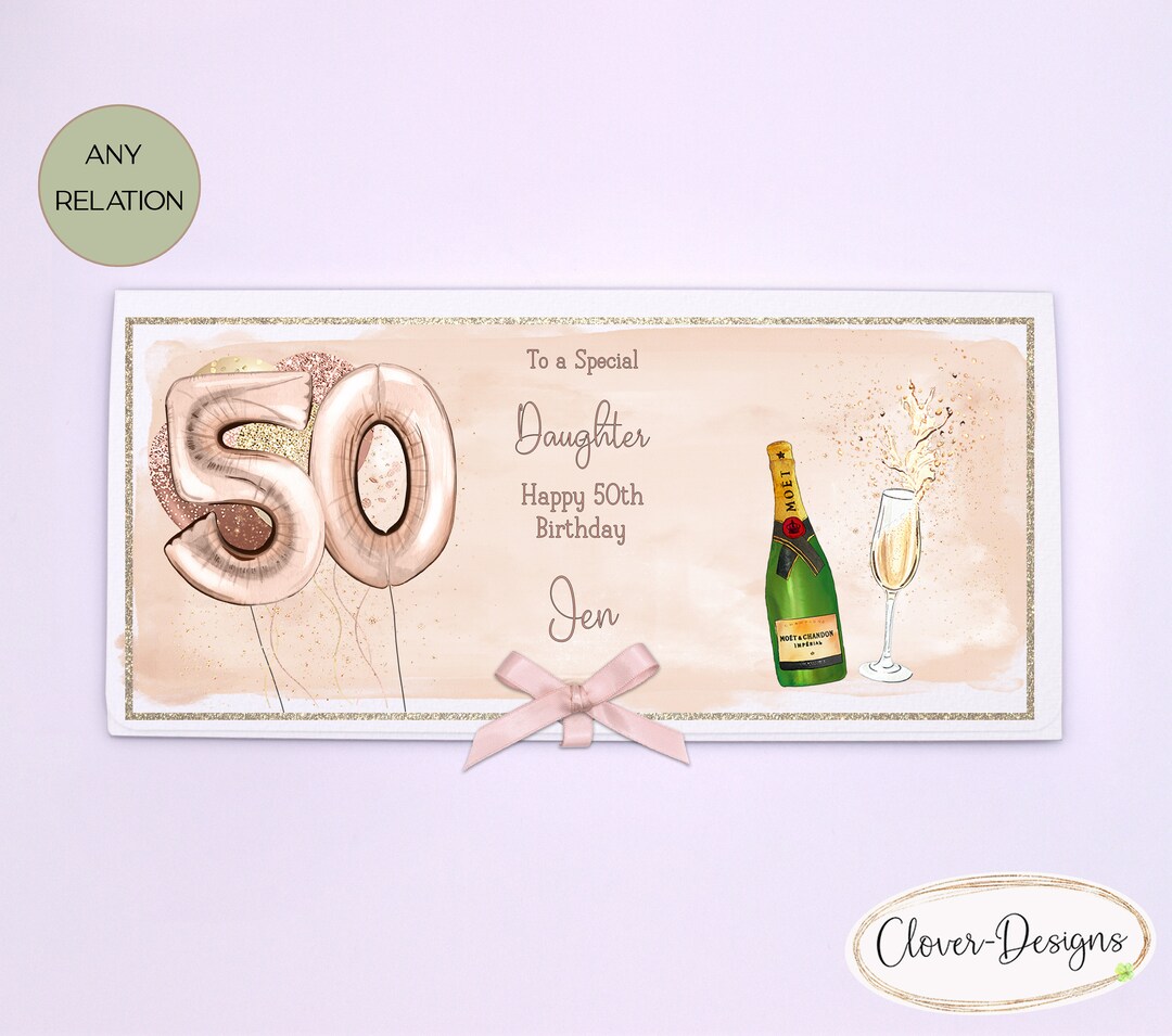 50th Birthday Money Wallet Money Gift Wallet Personalised Rose Gold ...