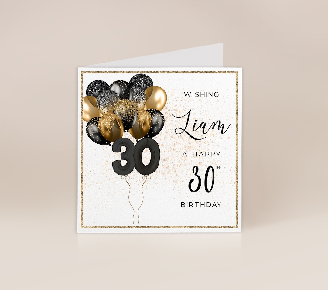 Male 30th Birthday Card | Birthday Card for Man | Card for Him | Gold ...