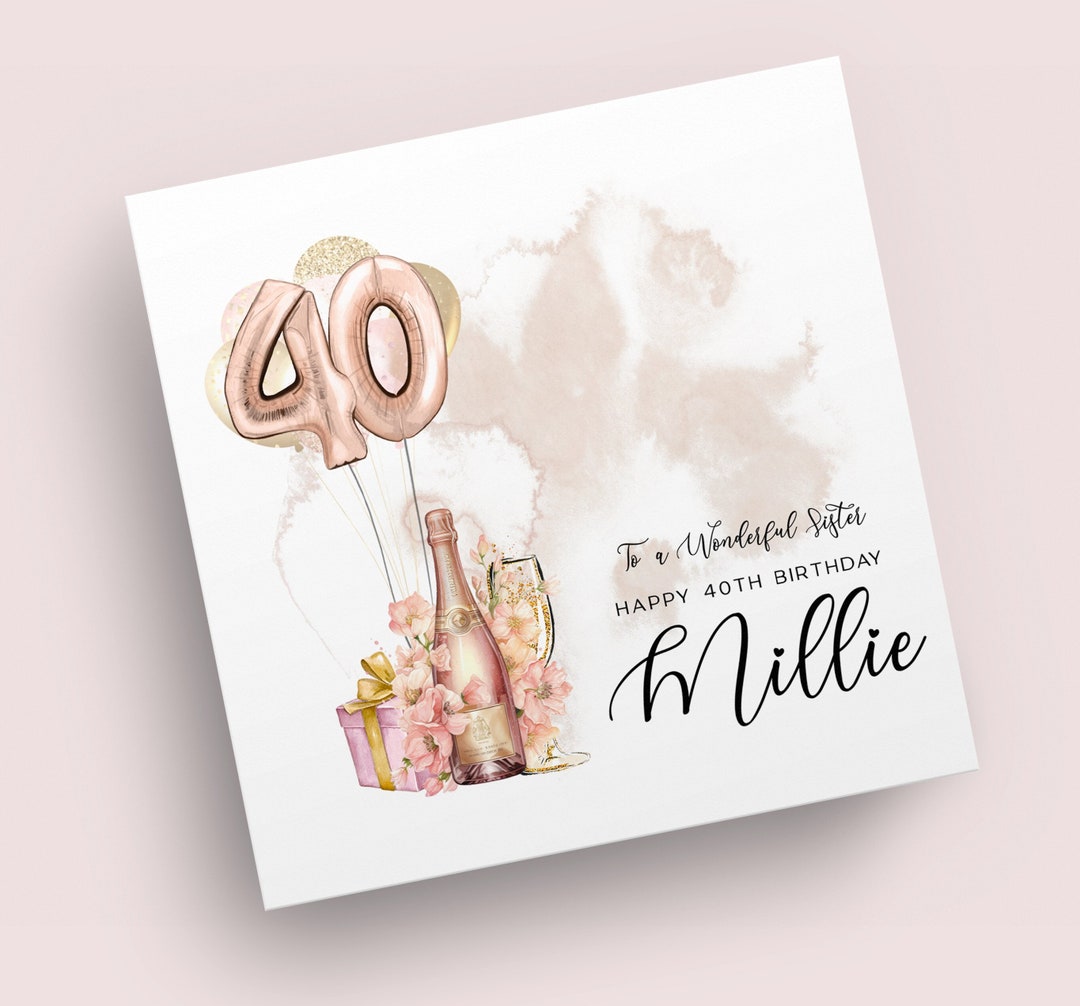 Sister 40th Birthday Card Personalised 40th Birthday Card 40th Birthday ...