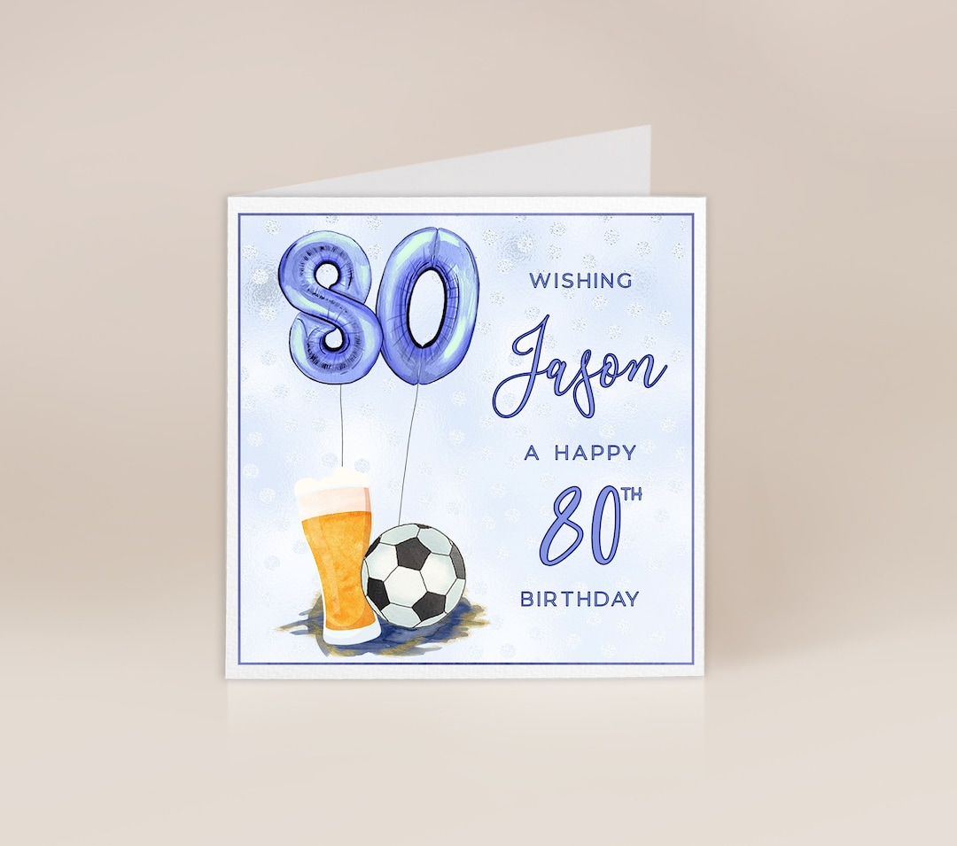 Male 80th Birthday Card | Birthday Card for Man | Card for Him | Gold ...