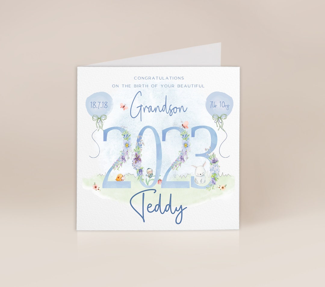 New Grandson Card Congratulations on Your New Grandson Card - Etsy
