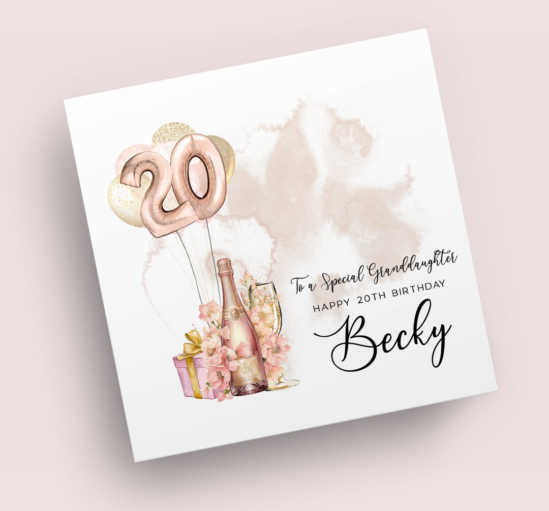 Granddaughter 20th Birthday Card | Personalised 20th Birthday Card ...