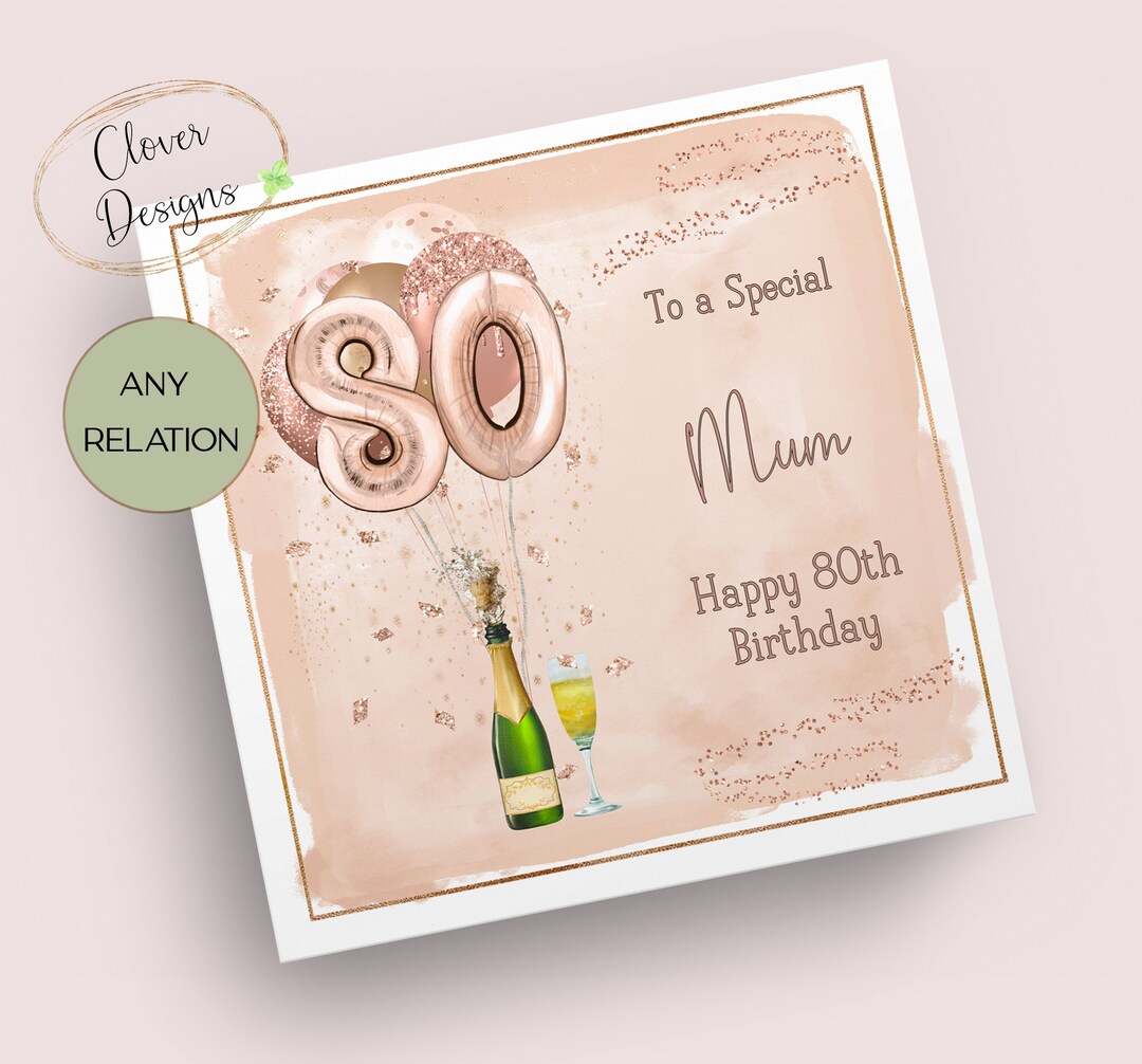 80th Birthday Card | Birthday Card for Her | Birthday Card for 80th ...