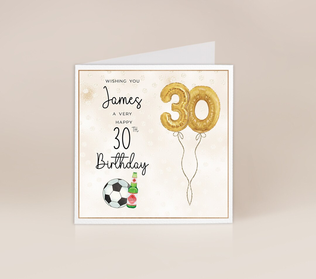 Male 30th Birthday Card | Birthday Card for Man | Card for Him | Gold ...