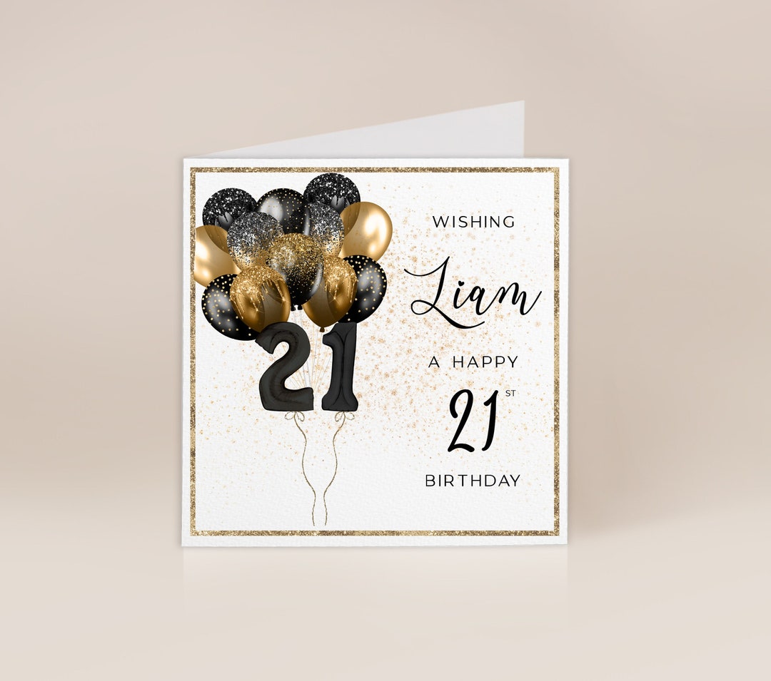 Male 21st Birthday Card | Birthday Card for Man | Card for Him | Gold ...