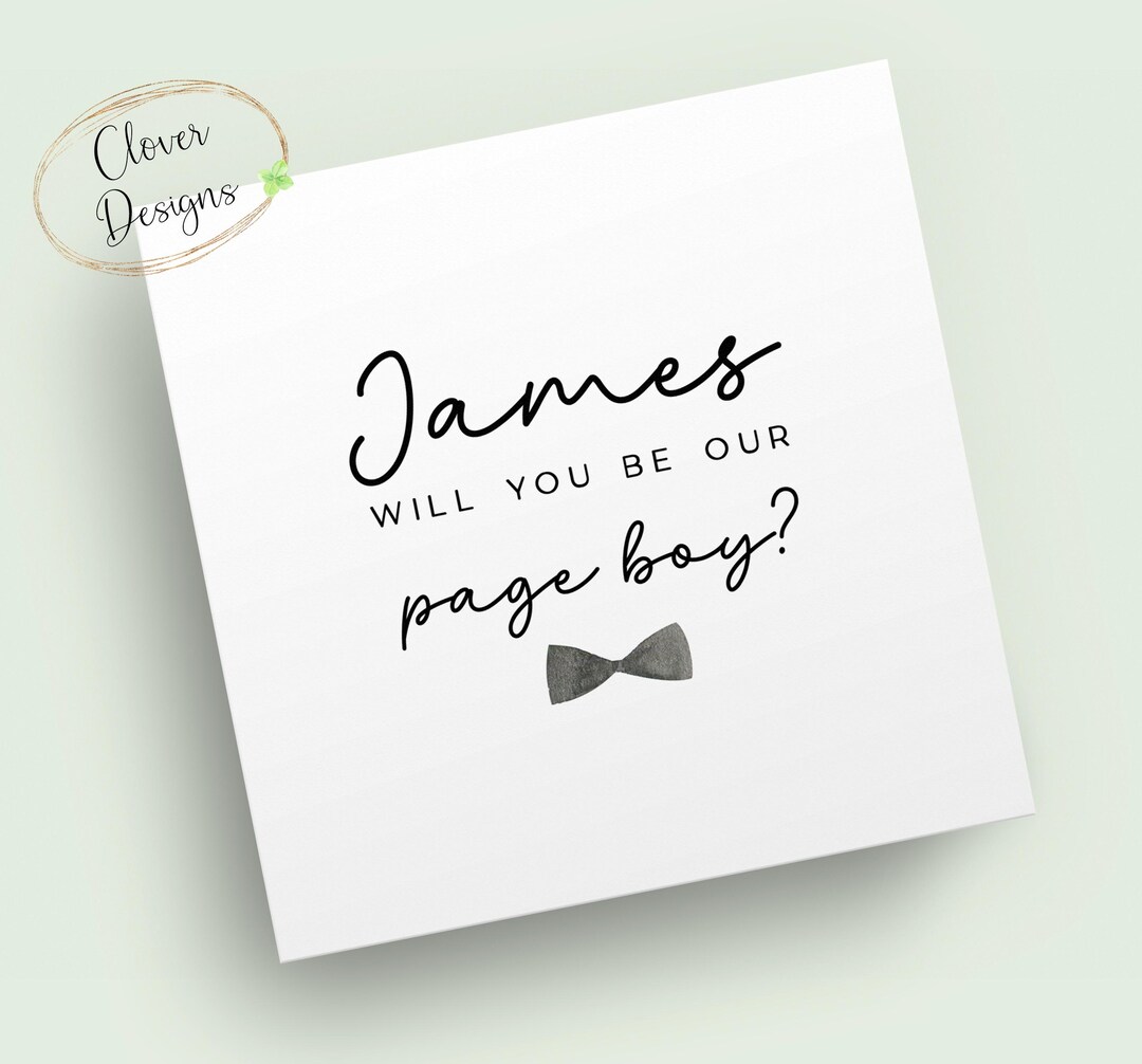 Will You Be My Page Boy Card Wedding Proposal Card Page Boy Card Page ...