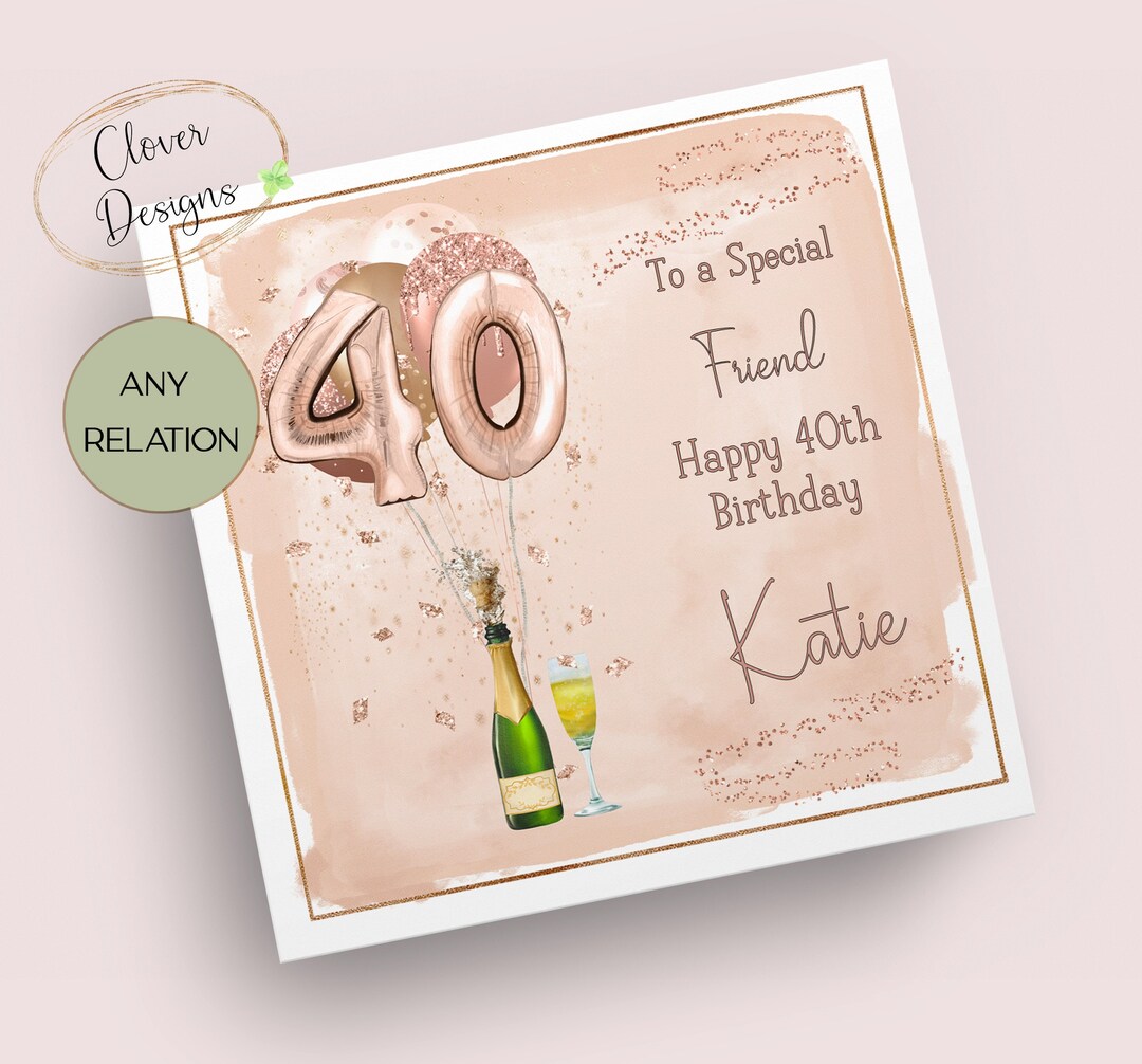 40th Birthday Card | Birthday Card for Her | Birthday Card for 40th ...