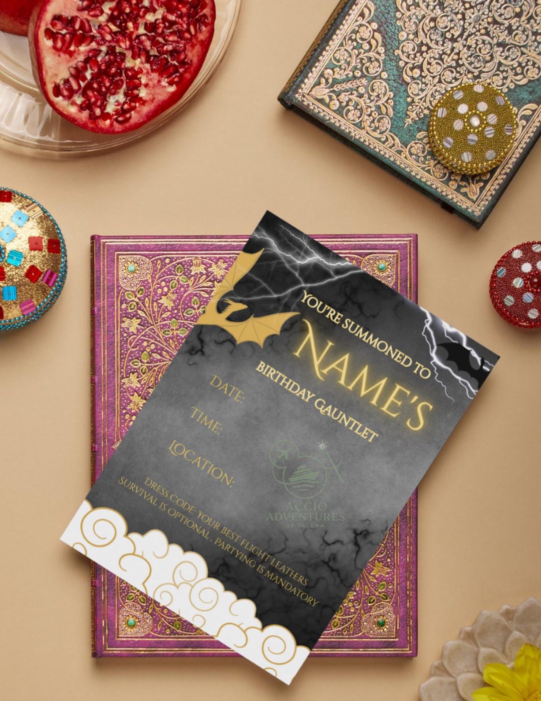 Fantasy Birthday Invitation, Dragon Birthday Invitation, Book Birthday ...