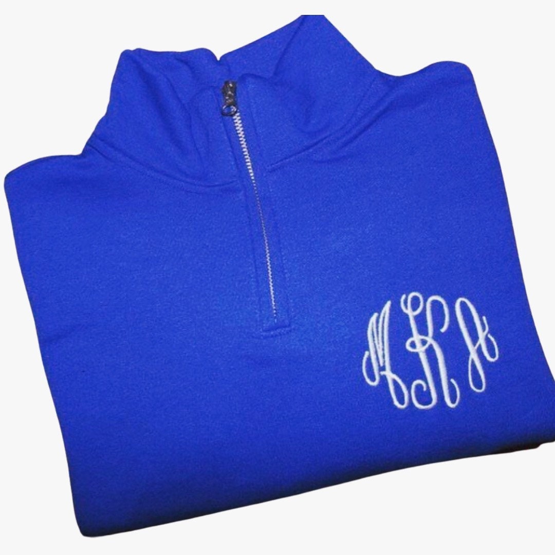 Monogram Quarter Zip ~ Embroidered Monogram Quarter Zip, Christmas Gift ...