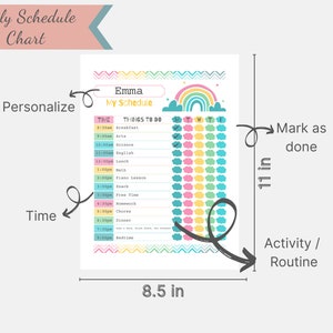 Printable Kids Weekday Schedule / Editable Home School Planner ...