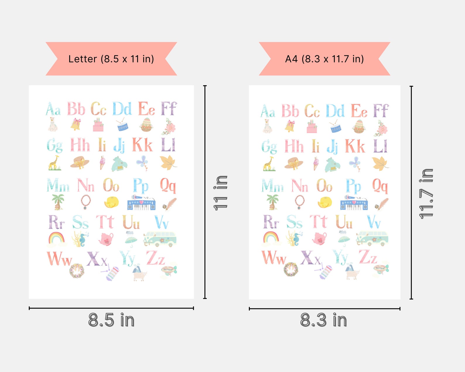 Printable Alphabet Poster / Alphabet Wall Art / ABC Poster / Alphabet ...