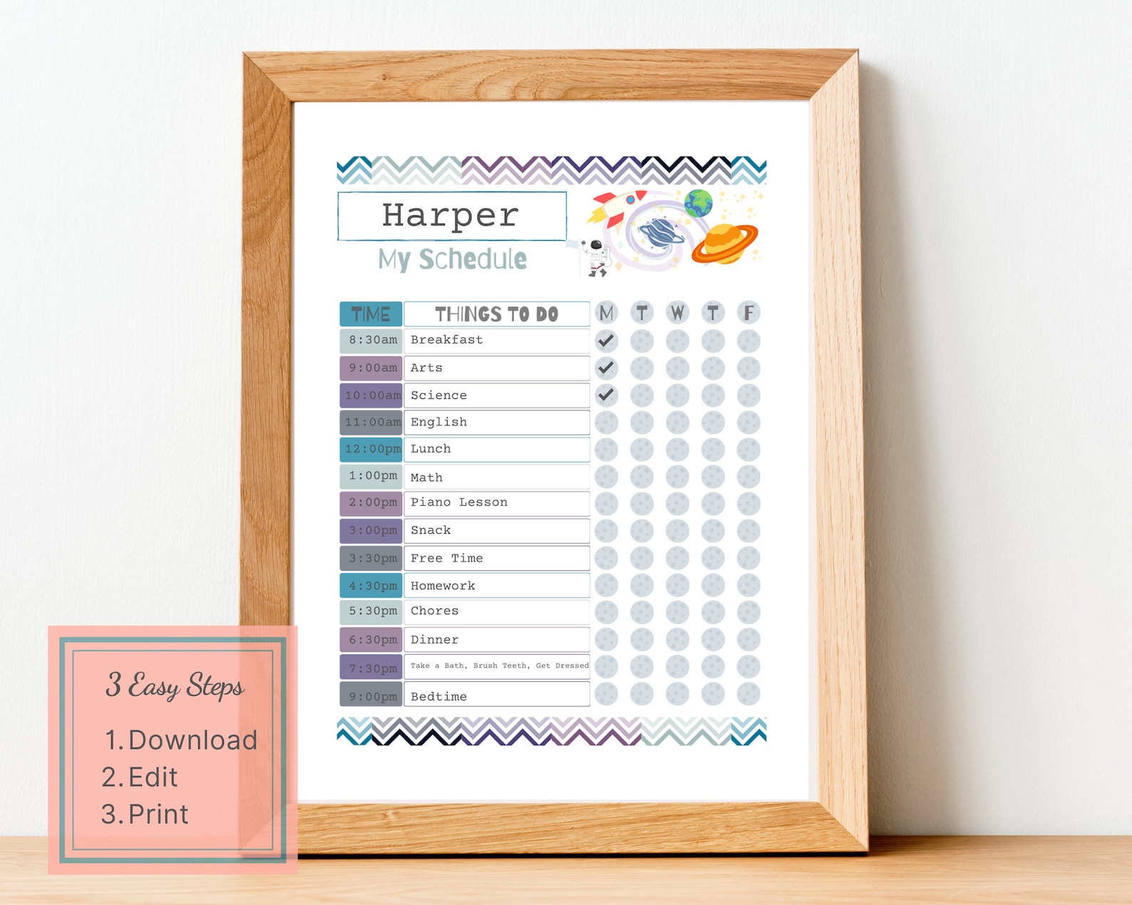 Printable Kids Weekday Schedule / Editable Home School Planner ...