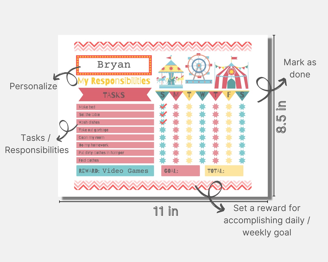 Printable Chore Chart / Daily Weekly Visual Routine / Kids Task ...
