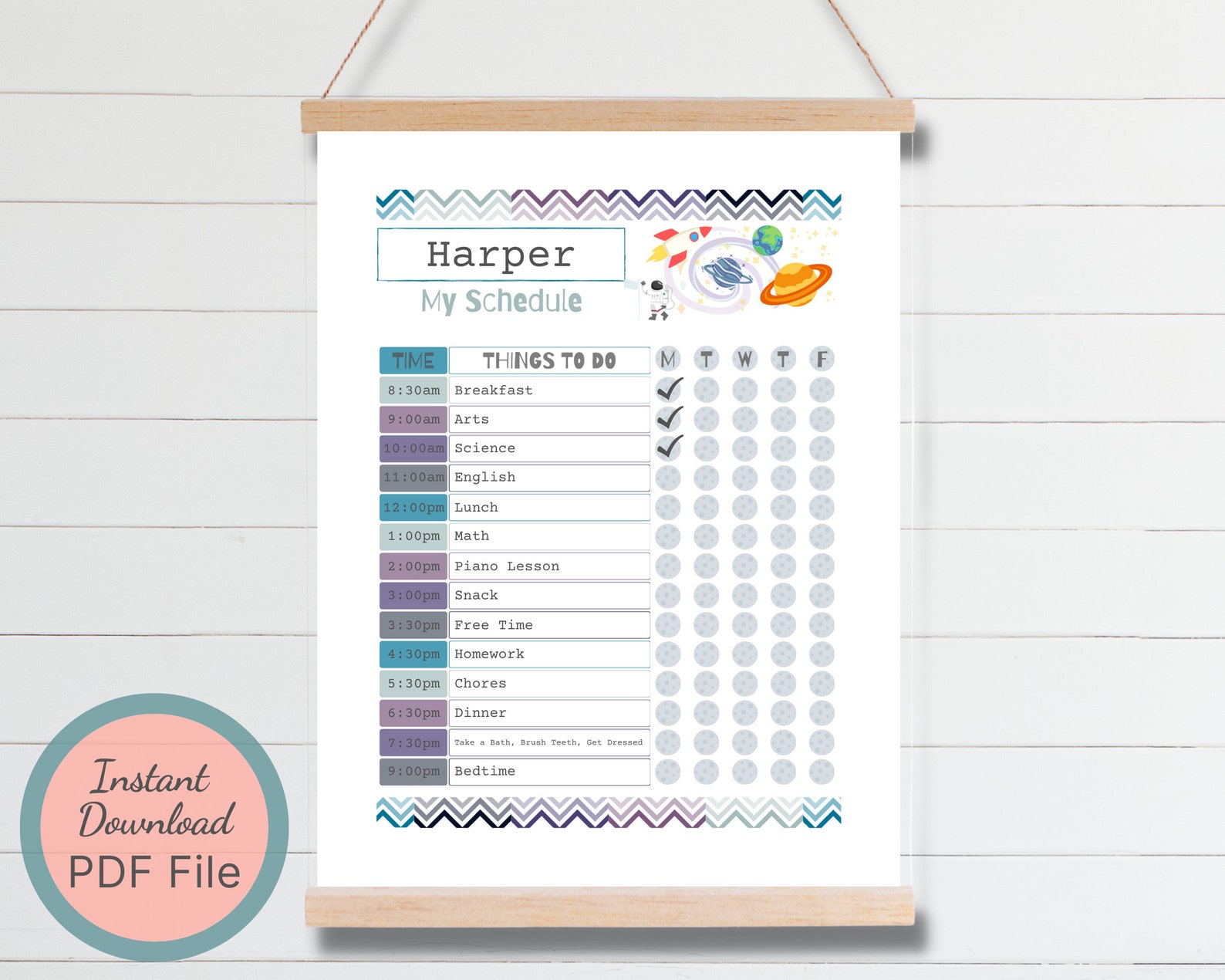 Printable Kids Weekday Schedule / Editable Home School Planner ...