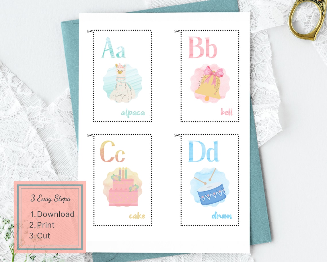 Printable Alphabet Flash Cards / Toddler Learning Cards / Homeschool ...