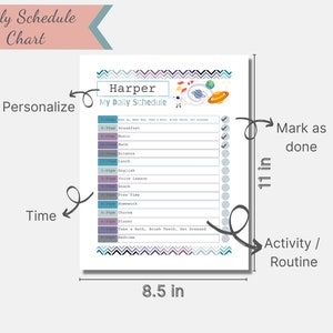Printable Space Reward Chart, Chore Chart, Daily Schedule Chart ...