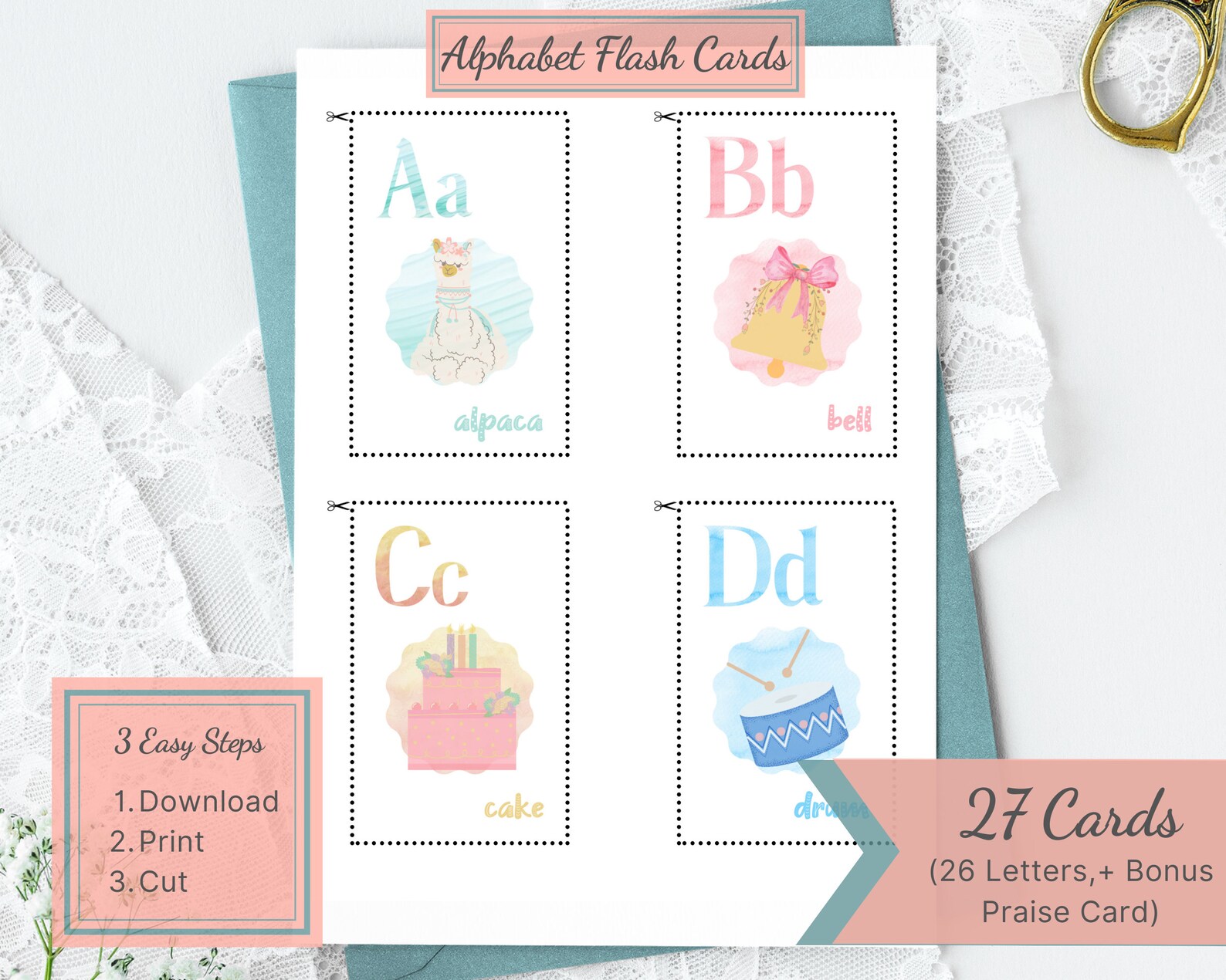 Printable Flash Cards Set / Little Learner Starter Set / Alphabet Flash ...