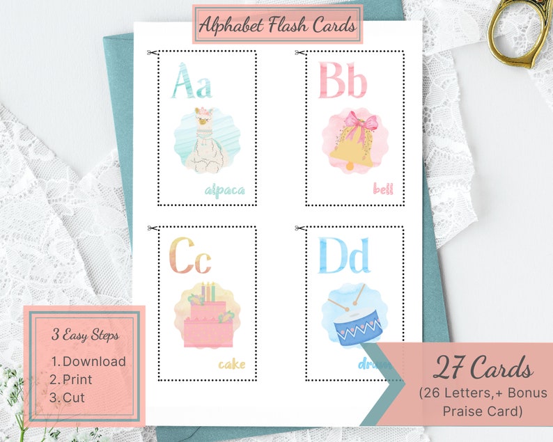 Printable Flash Cards Set / Little Learner Starter Set / Alphabet Flash ...