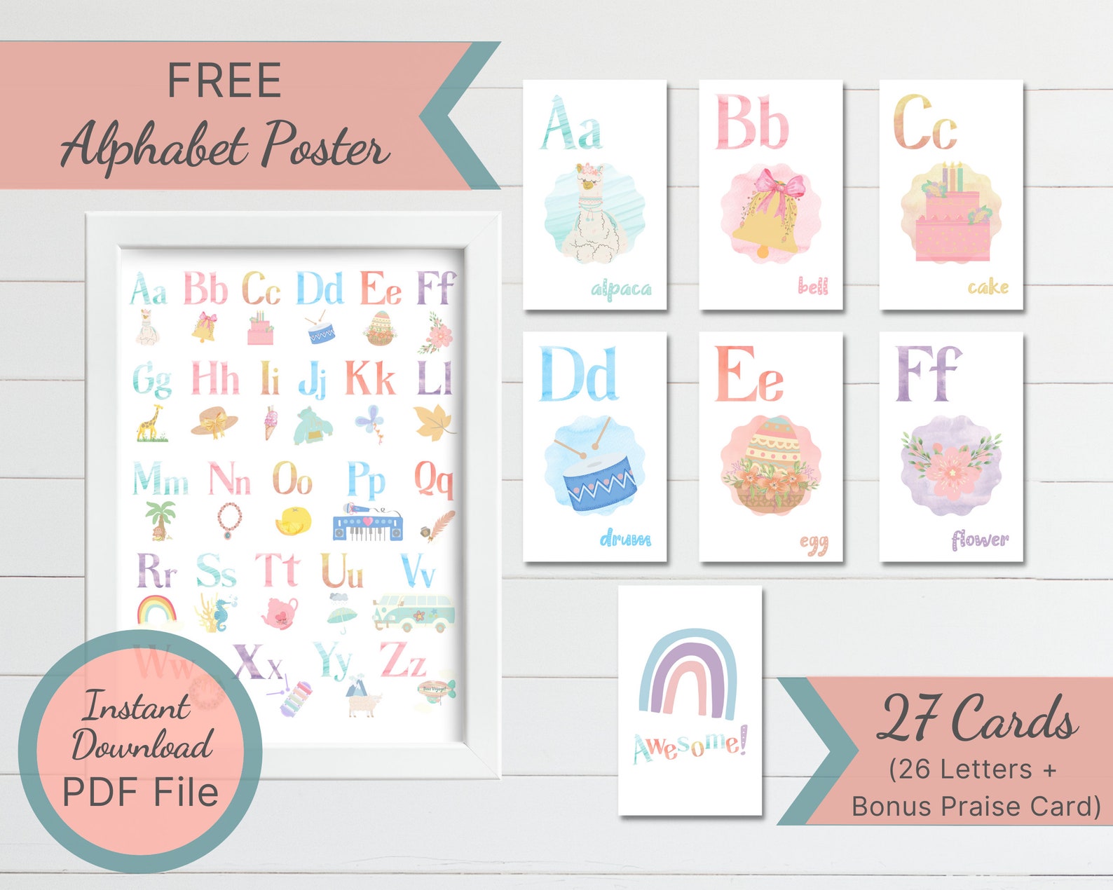 Printable Alphabet Flash Cards / Toddler Learning Cards / Homeschool ...