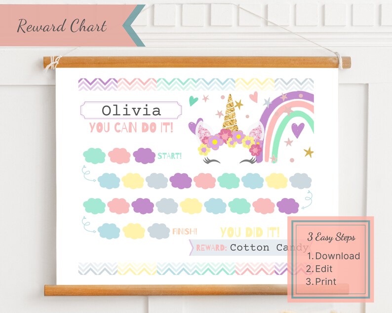 Printable Unicorn Reward Chart, Chore Chart, Daily Schedule Chart ...