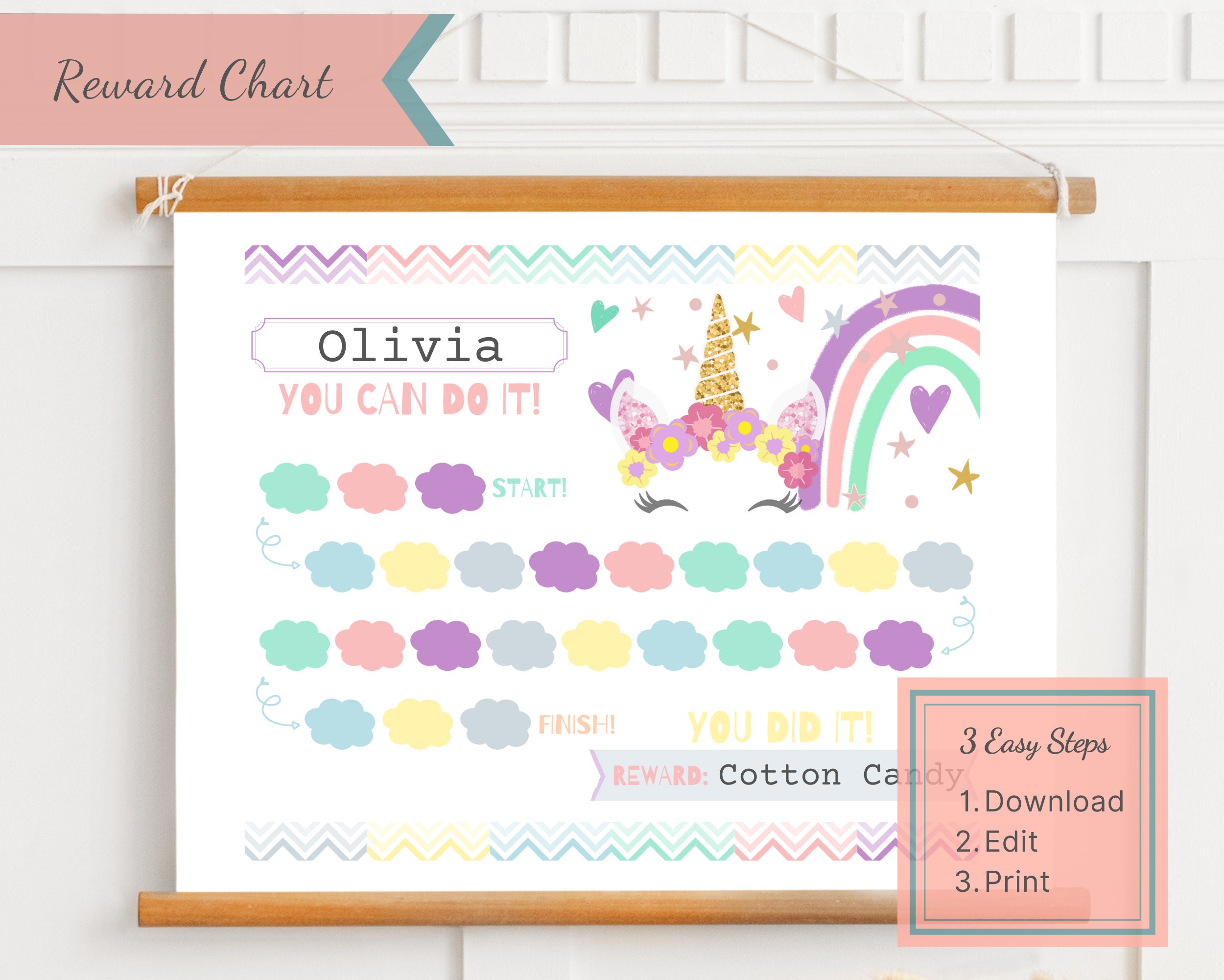 Printable Unicorn Reward Chart, Chore Chart, Daily Schedule Chart ...