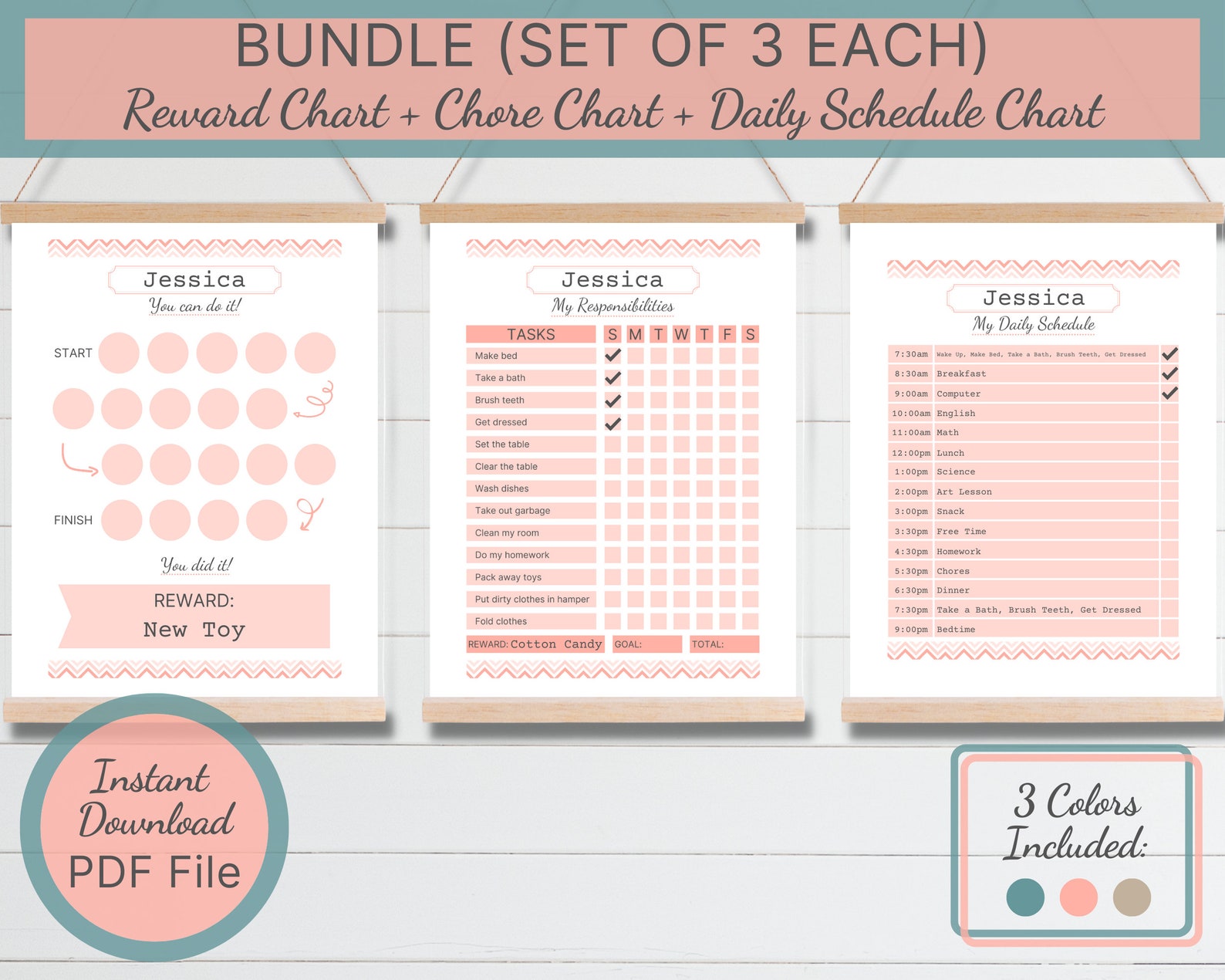 Printable Reward Chart, Chore Chart, Daily Schedule Chart / Positive ...