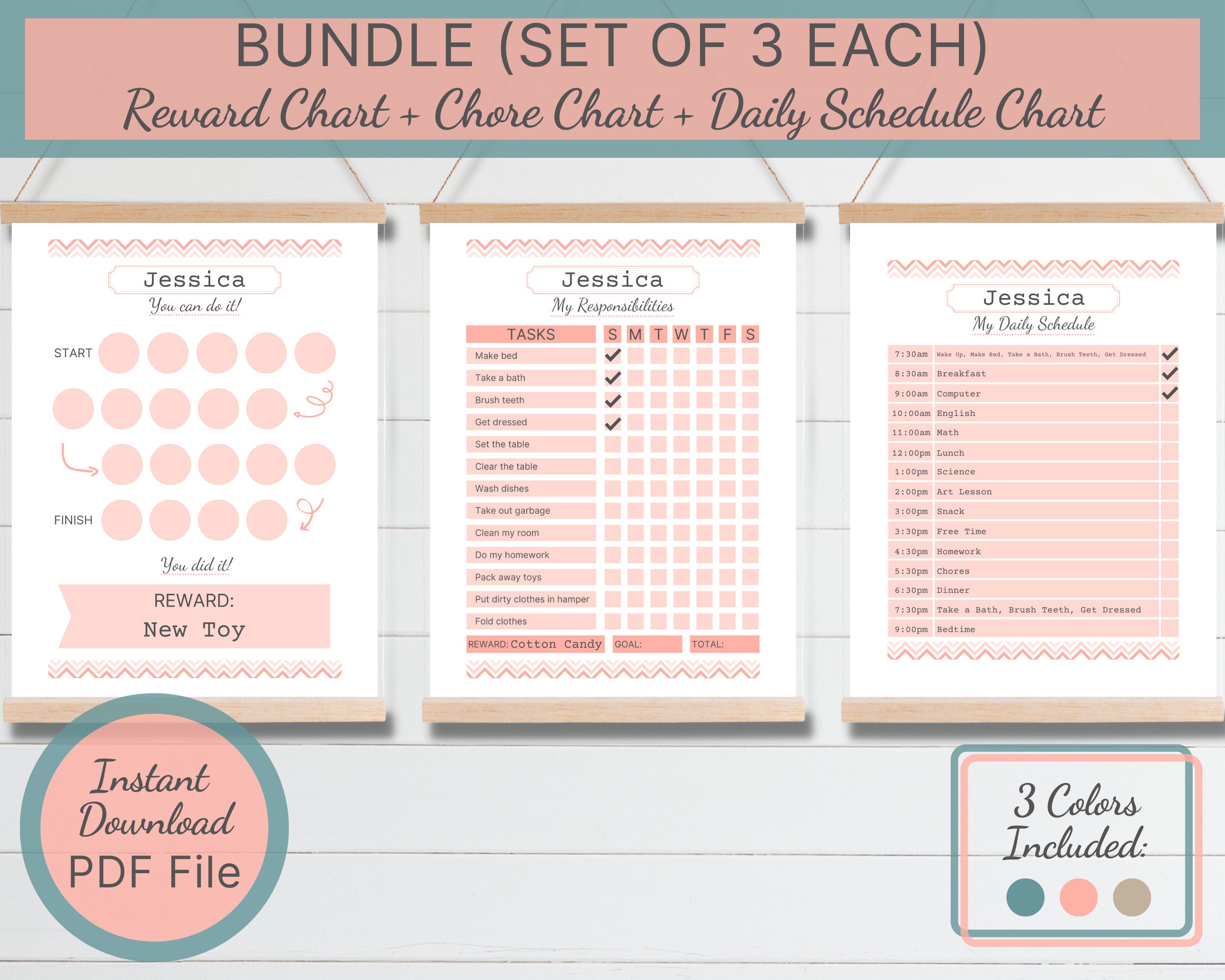 Printable Reward Chart, Chore Chart, Daily Schedule Chart / Positive ...