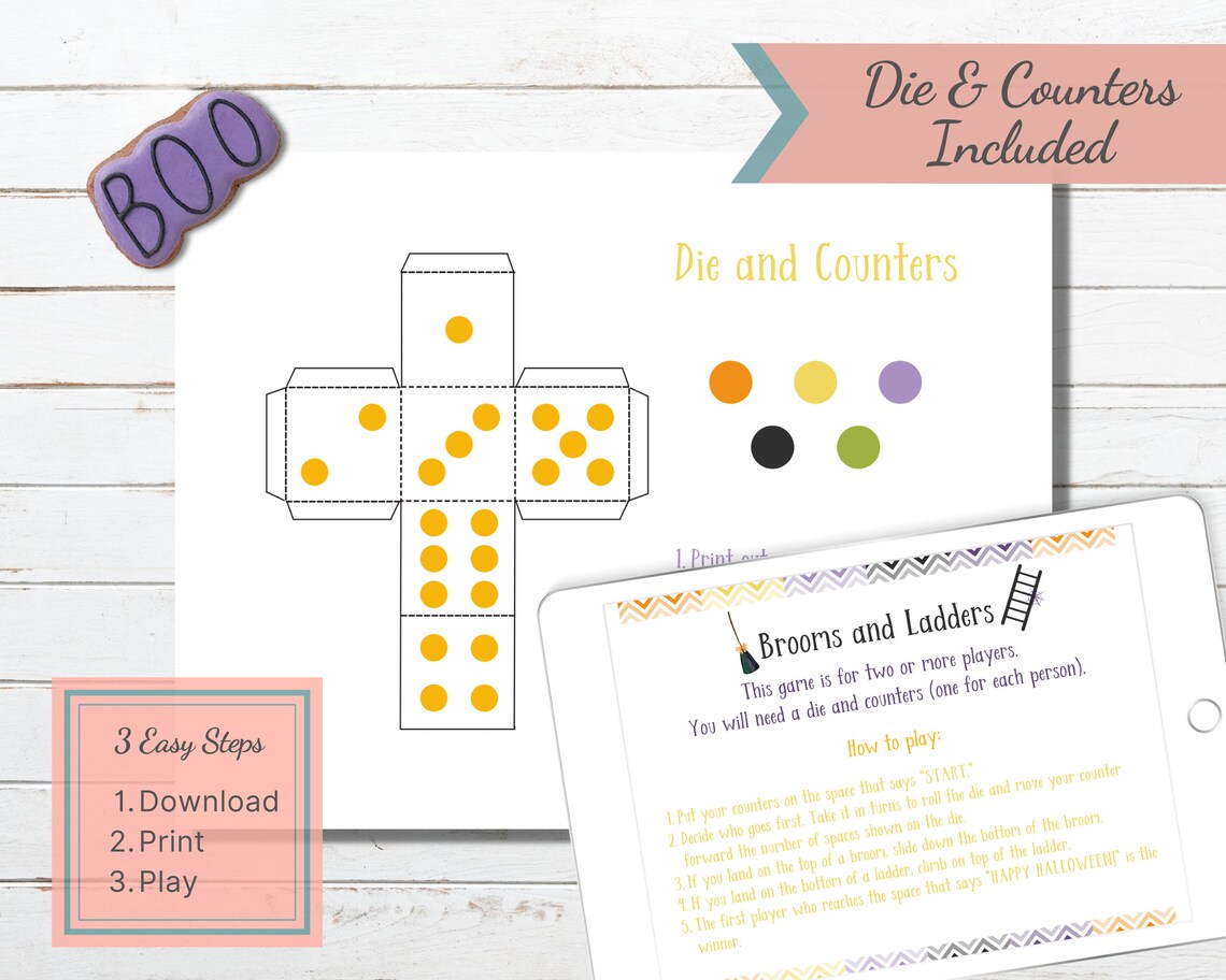 Printable Halloween Game for Kids / Brooms and Ladders / Halloween ...