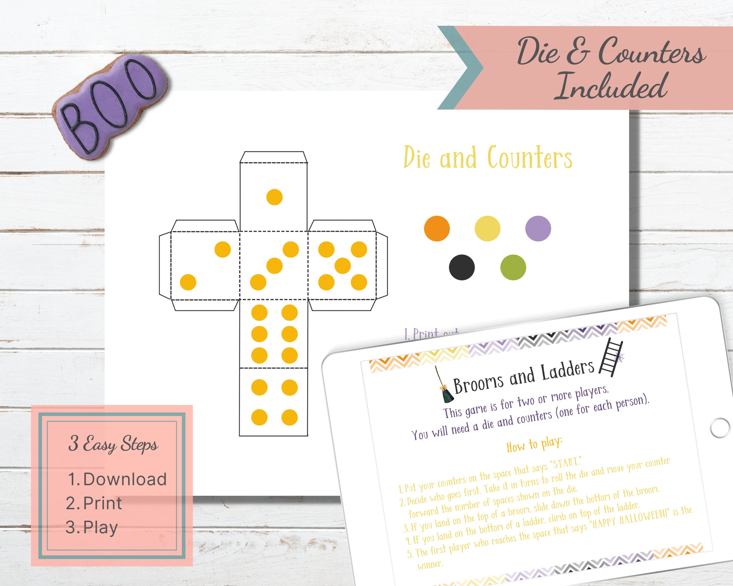 Printable Halloween Game for Kids / Brooms and Ladders / Halloween ...