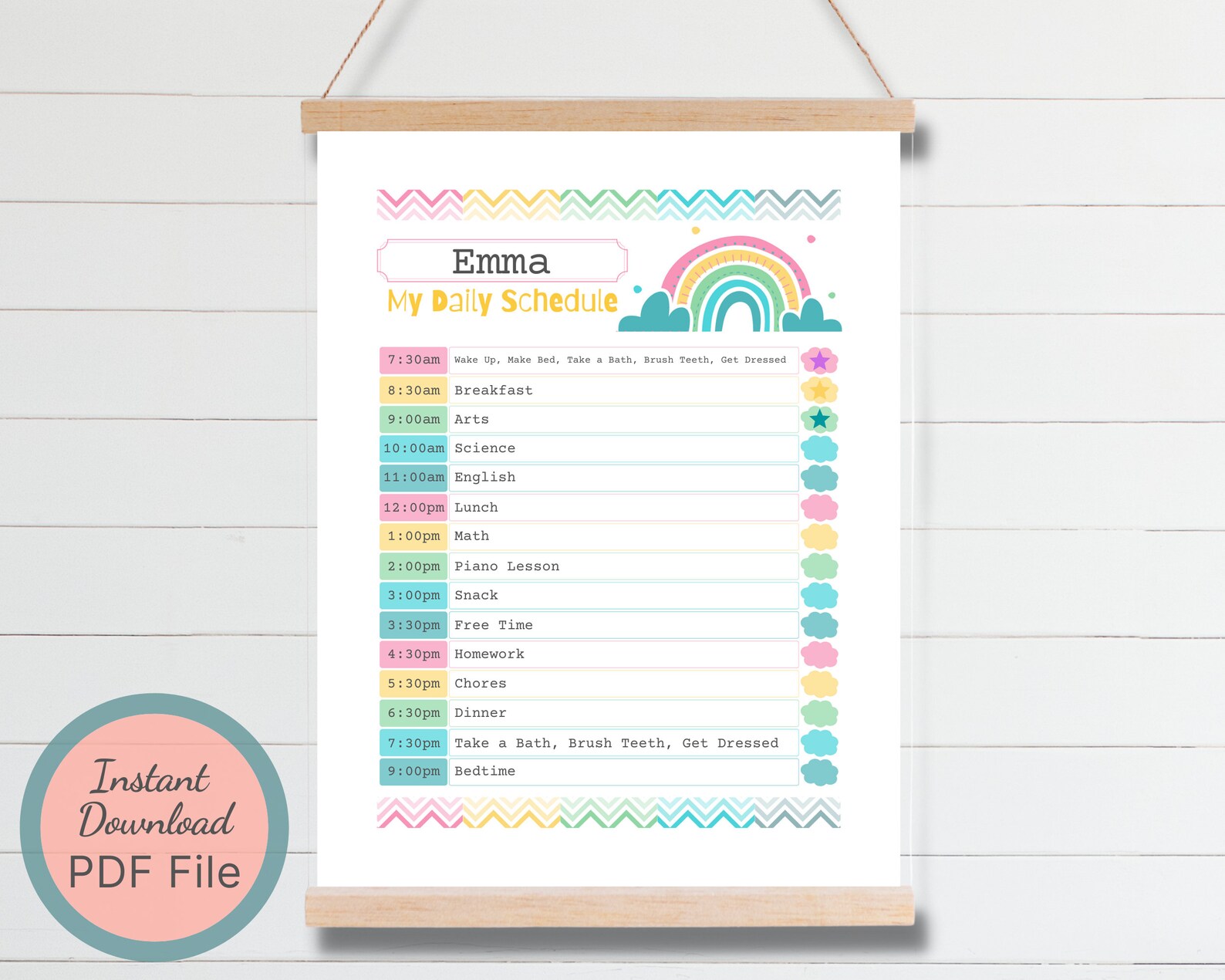 Printable Kids Daily Schedule / Editable Home School Daily Planner ...