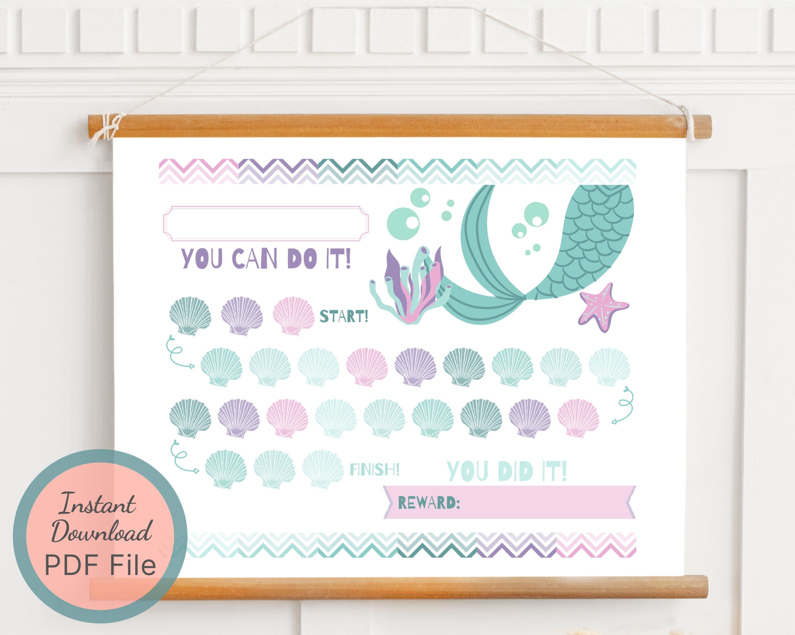 Printable Mermaid Reward Chart / Editable Behavior Chart for Kids ...