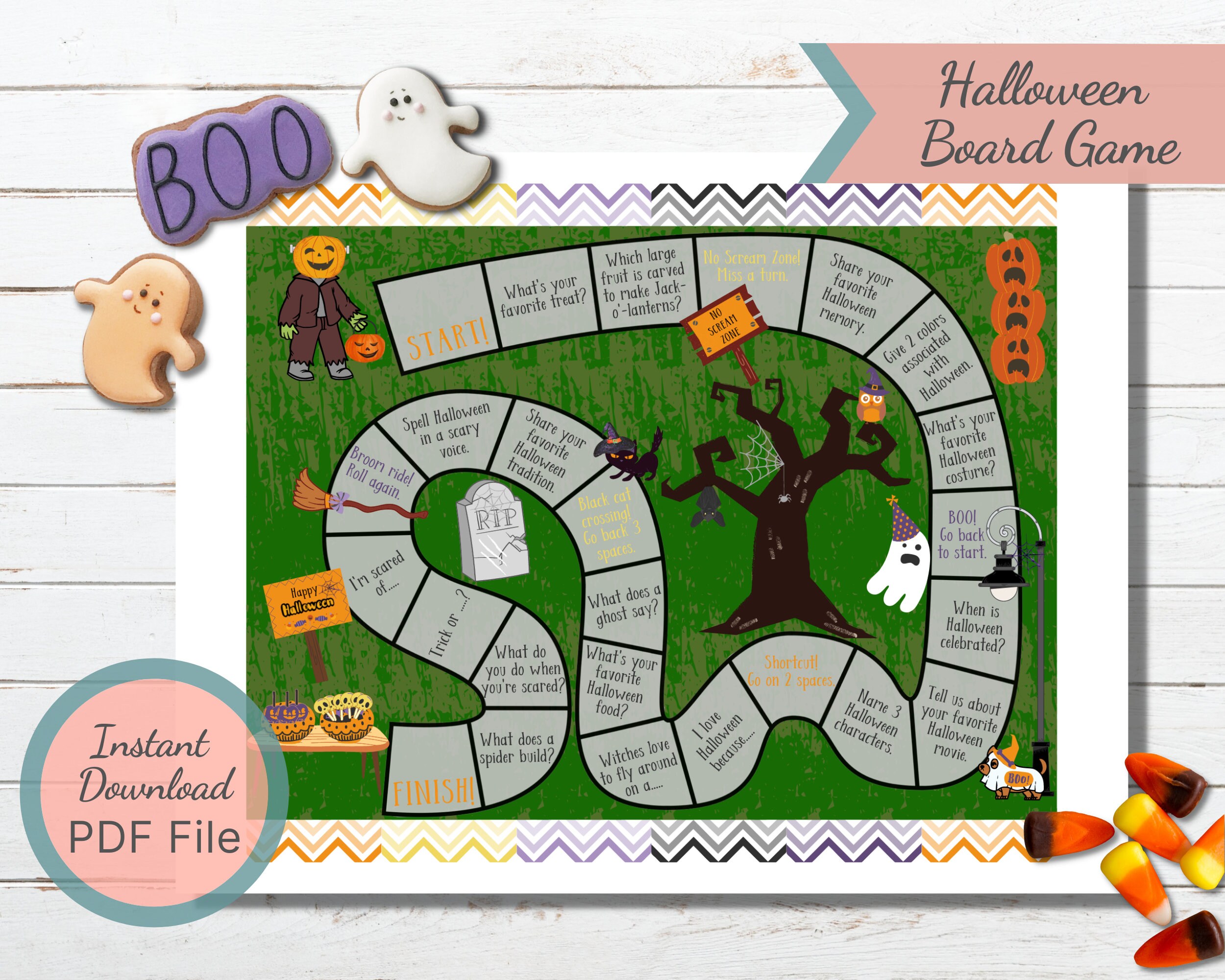Printable Halloween Board Game for Kids / Halloween School Activity for ...