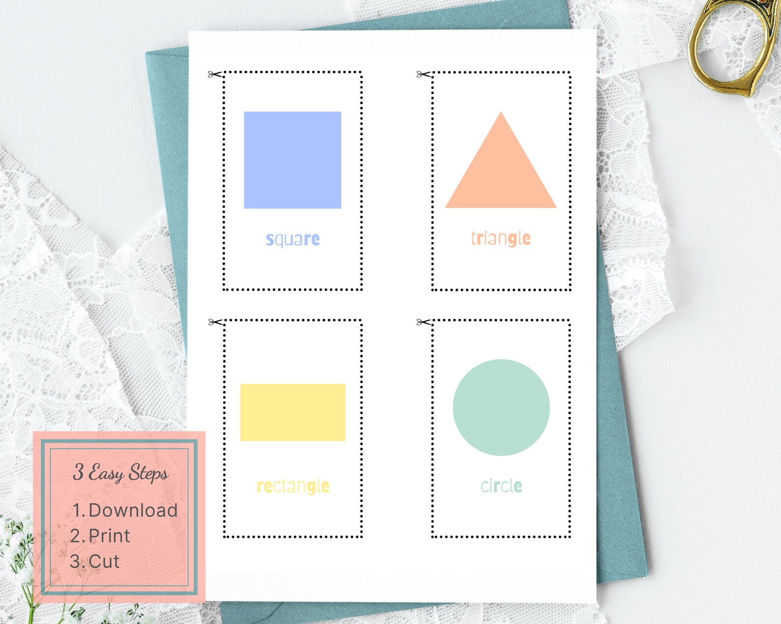 Printable Shape Flash Cards / Toddler Learning Cards / Homeschool Shape ...