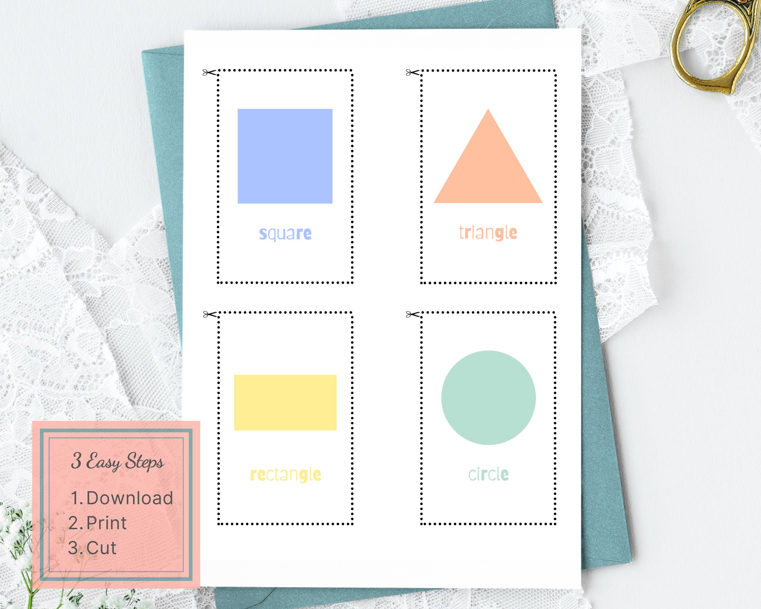 Printable Shape Flash Cards / Toddler Learning Cards / Homeschool Shape ...