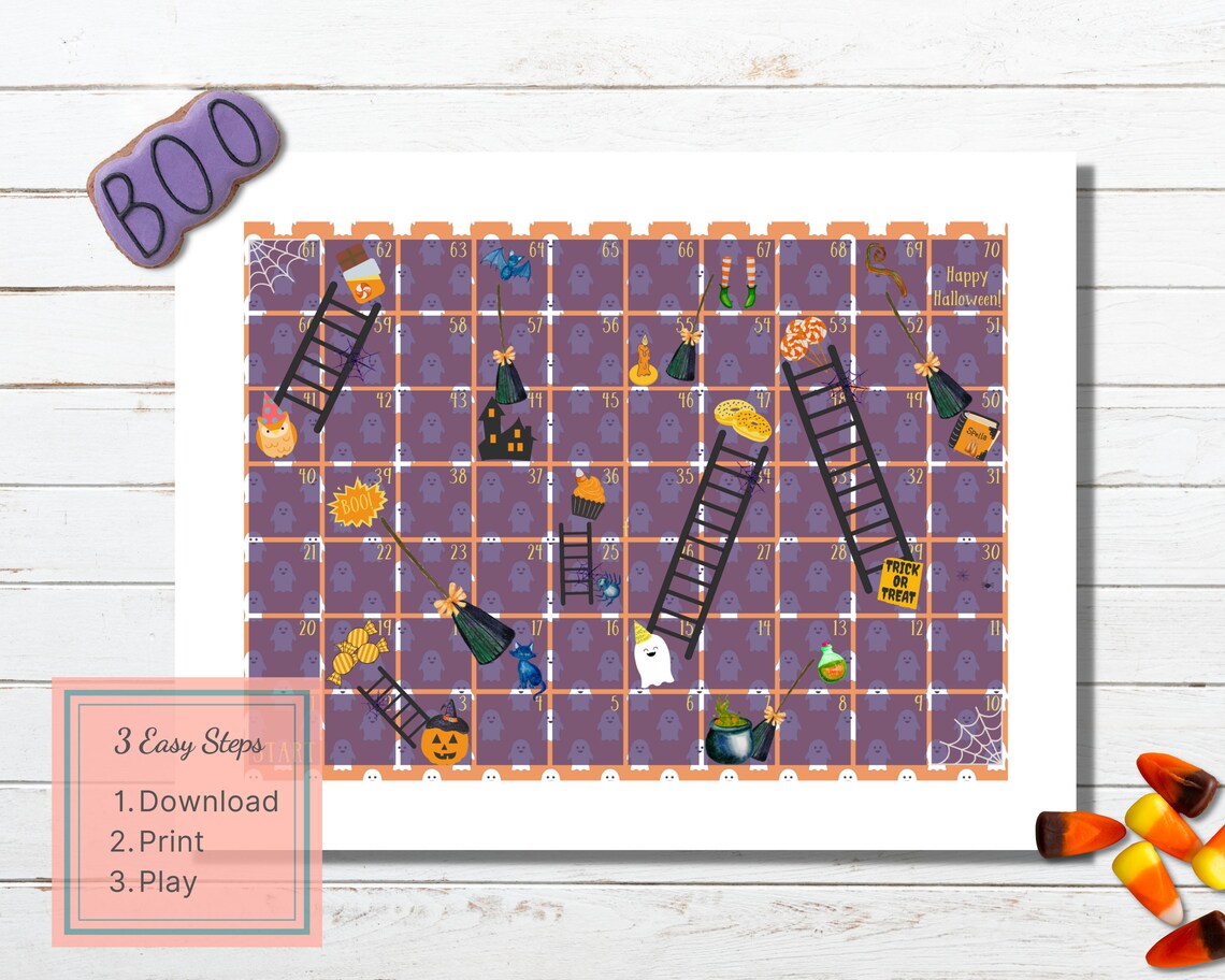 Printable Halloween Game for Kids / Brooms and Ladders / Halloween ...